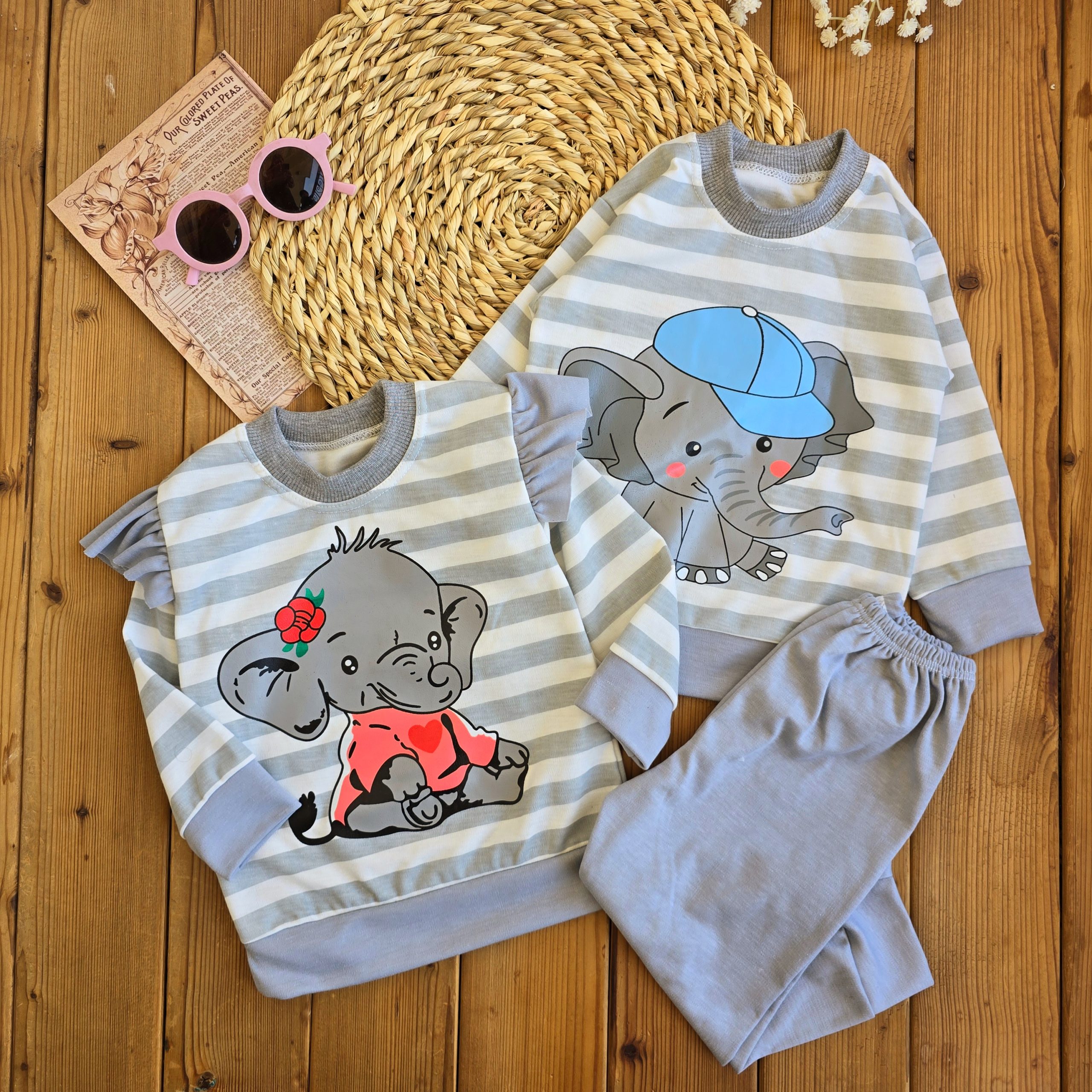 بلوز و شلوار فیل راه راه - نی نی پوش | بزرگترین مرکز فروش لباس بچگانه